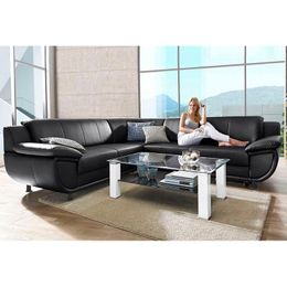 Trendmanufaktur Ecksofa »Rondo wahlweise mit Schlaffunktion, 267x247 cm (BxT), breite Armlehnen« L-Form, wahlweise mit Federkern bestellbar, Füße...