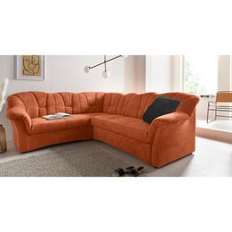 DOMO collection Ecksofa »Papenburg B/T/H: 242/190/84 cm L-Form« wahlweise mit Bettfunktion, Langer Schenkel links oder rechts terra