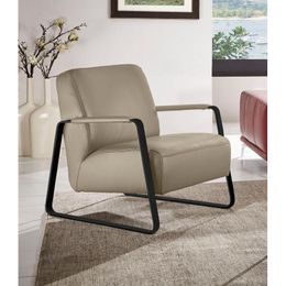 W.Schillig Cocktailsessel &raquo;quadroo Loungesessel,&laquo; mit bezogenen Armlehnen, Gestell in Schwarz pulverbeschichtet beige Velourgewebe V41 (100% Polyester