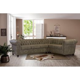 Home Affaire Chesterfield-Sofa &raquo;Rysum L-Form&laquo; Chesterfield-Optik, langer Schenkel links oder rechts grau Luxus-Microfaser Lederoptik (100% Polyester);