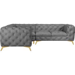 LEONIQUE Chesterfield-Sofa »Ecksofa GLYNIS L-Form mit Wellenunterfederung, Maße B/T/H 264/204/75cm« aufwändige Knopfheftung, moderne Chesterfield...