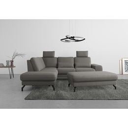 Sit & More SIT&MORE Ecksofa »Cinturo L-Form« inklusive Sitztiefenverstellung und Federkern, Sitzhöhe 45 cm grau