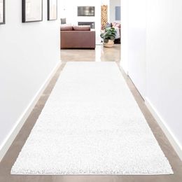 Carpet City Hochflor-Teppich »Shaggi uni 500« rechteckig 30 mm Höhe Läufer, Shaggy, Uni, Langflor, weich, Wohnzimmer, Schlafzimmer, Kinder weiß...