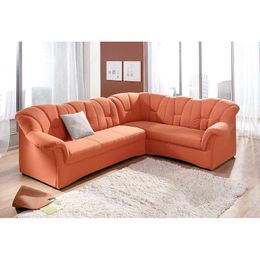 DOMO collection Ecksofa »Papenburg B/T/H: 242/190/84 cm L-Form« wahlweise mit Bettfunktion, Langer Schenkel links oder rechts terrakotta