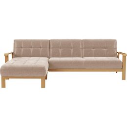 Sit & More SIT&MORE Ecksofa »Billund L-Form« Armlehnen aus eichefarbigem Buchenholz, verschiedene Bezüge und Farben beige