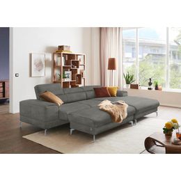 W.Schillig Polsterhocker &raquo;piedroo, Designsofa mit tollem Sitzkomfort, bequem, L-Form&laquo; F&uuml;&szlig;e in Silber matt grau Chenille-Flachgewebe R66 (85% Polyester