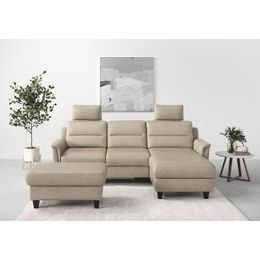Sit & More SIT&MORE Ecksofa »Farö L-Form« inklusive Federkern, wahlweise mit Bettfunktion und Bettkasten beige