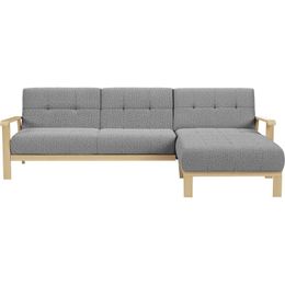 Sit & More SIT&MORE Ecksofa »Billund L-Form« Armlehnen aus Buchenholz in natur, verschiedene Bezüge und Farben gray