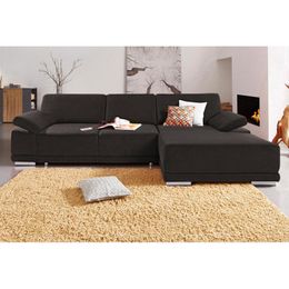Sit & More SIT&MORE Ecksofa »Coria L-Form« mit XL-Recamiere, wahlweise mit Bettfunktion schwarz