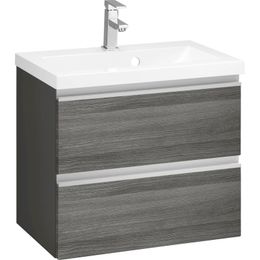 Welltime Waschbeckenunterschrank &raquo;Ohio&laquo; Badm&ouml;bel, Waschtisch inkl. Waschbecken, Breite 60 cm eichefarben/silber/graphit graphit