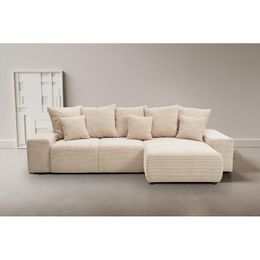 WERK2 Ecksofa »Riwa, modernes Sofa zum Kuscheln und Entspannen, Breite 300cm, L-Form« Trendiges Ecksofa mit vielen Kissen, Schlaffunktion &...