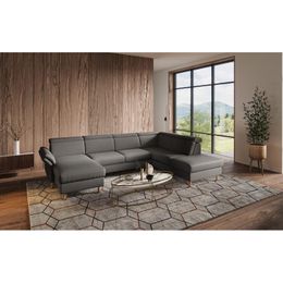 Home Affaire Wohnlandschaft &raquo;Calypso U-Form&laquo; wahlweise mit motorischer Relaxfunktion grau 100%Polyester