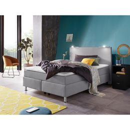 Collection AB Boxspringbett inkl. LED-Beleuchtung und Topper hellgrau