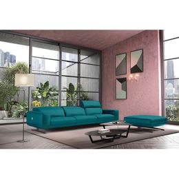 Egoitaliano 3-Sitzer &raquo;Gloria, super bequem, hochwertige Verarbeitung, edles Design, Megasofa&laquo; beidseitig verstellbare R&uuml;ckenelemente, mit Designmetallf&uuml;&szlig;en blau