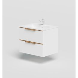 Welltime Waschtisch &raquo;Amber&laquo; mit CORIAN-Acrylstein Waschbecken, massive Eichendetails wei&szlig; + wei&szlig;