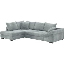 Ecksofa &raquo;Allegro, L-Form&laquo; mit Hochschl&auml;fer-Bettauszug, wahlweise mit Kaltschaum silber Dolce (100% Polyester)
