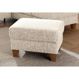 Home Affaire Hocker &raquo;Texel&laquo; mit Federkern und Kontrastnaht, F&uuml;&szlig;e Buche eichefarben beige Struktur fein ( 100% Polyester);Luxus-Microfaser (100% 