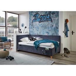 Meise M&ouml;bel MEISE.M&Ouml;BEL Kinderbett &raquo;FUN II&laquo; Polsterbett wahlweise mit Bettkasten, Jugendbett inkl. USB-Anschluss dunkelblau + dunkelblau Liegefl&auml;che L&auml;nge...