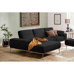W.Schillig Ecksofa &raquo;run, Designsofa mit tollem Sitzkomfort, bequem, L-Form&laquo; mit elegantem Holzsockel, F&uuml;&szlig;e in Silber matt, Breite 319 cm schwarz 