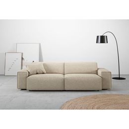 Andas Big-Sofa »Glimminge auch in Breitcord, Feincord + Easy care-Bezug, « besondere Kedernähte Zierkissen sand