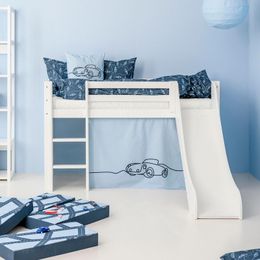 Hoppekids Hochbett »«Cars»« Rutsche & Vorhang Blau und viel Auswahl weiß + Dream Blue + weiß + weiß