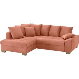 MR. COUCH Ecksofa »Nikita II, L-Form« Wahlweise mit Bettfunktion, Bettkasten & RGB-LED-Beleuchtung orange