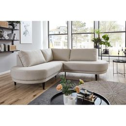 ATLANTIC HOME COLLECTION Ecksofa »Ronny L-Form« mit Wellenunterfederung, organische Formsprache, organisches Sofa creme