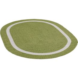 Gino Falcone Teppich &raquo;Benito&laquo; oval 6 mm H&ouml;he Flachgewebe, Uni-Farben, mit Bord&uuml;re, In- und Outdoor geeignet gr&uuml;n Obermaterial: 100% Polypropylen B...