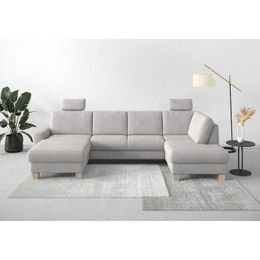 Home Affaire Wohnlandschaft »Summer U-Form« mit oder ohne Bettfunktion und Bettkasten, Cord-Bezug silber