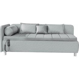 Alina Schlafsofa &raquo;Kiana&laquo; Liegefl&auml;che 90/200 cm oder 100/200 cm, Bettkasten, Zierkissen-Set grau Struktur TMD (100% Polyester)