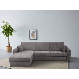 Home Affaire Ecksofa &raquo;Roma "M" Matratzenh&ouml;he 14 cm, Dauerschlaffunktion, mit Unterfederung,&laquo; Liegema&szlig;e ca 143x198 cm, L-Form braun 100% Polyester