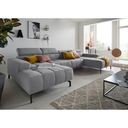 DOMO collection Wohnlandschaft &raquo;Cunelli tolle Sitzn&auml;hte als Designelement, fester Sitzkomfort, U-Form&laquo; wahlweise mit Kopfteilverstellung, bodenfrei 