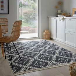 FLAIR RUGS Teppich &raquo;ALIX&laquo; rechteckig 2 mm H&ouml;he Wendemuster, Berber Design schwarz Obermaterial: 54% Baumwolle, 46% Polyester B : 80 cm 1 Stk.