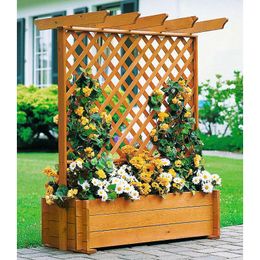 Promadino Spalier Pergola mit Pflanzkasten, BxTxH: 102x65x140 cm honigbraun
