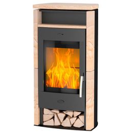 FIREPLACE Kaminofen »Santiago Sandstein« Tee- und Holzfach schwarz