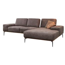 W.Schillig Ecksofa »run, Designsofa mit tollem Sitzkomfort, bequem, L-Form« mit Holzsockel, Füße in Schwarz pulverbeschichtet, Breite 279 cm mocca S37