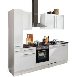 BASIC BY BALCULINA K&uuml;chenzeile &raquo;Jazz&laquo; Breite 250 cm, wahlweise mit E-Ger&auml;ten K&uuml;che: wei&szlig; + Korpus: wei&szlig; matt + Arbeitsplatte: stone dark