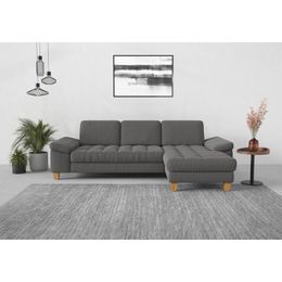 Sit & More SIT&MORE Ecksofa »Westham L-Form« mit Recamiere, mit oder ohne Bettfunktion, Bettkasten, Füße Eiche grau