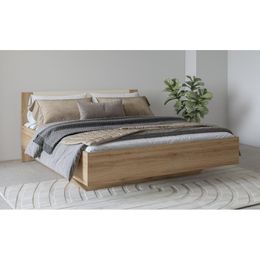 Home Affaire Bettgestell »Bitry, Breite 160 bzw. 180 cm, moderner Bettrahmen« Doppelbett in zwei Grössen wildeiche/wildeiche-beige + wildeiche-beige
