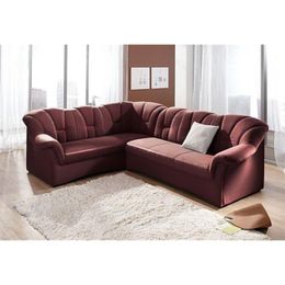 DOMO collection Ecksofa »Papenburg B/T/H: 242/190/84 cm L-Form« wahlweise mit Bettfunktion, Langer Schenkel links oder rechts karminrot