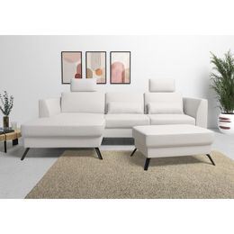 Sit & More SIT&MORE Ecksofa »Olsen L-Form« inklusive Sitztiefenverstellung, wahlweise mit Bettfunktion, 15cm hoch silber