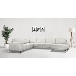 Places of Style Wohnlandschaft »XXL Sofa Oland, Struktur, Flachgewebe, Luxus-Microfaser, Boucle« U-Form, 342 cm, Wellenunterfederung,...
