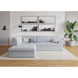 DOMO collection Ecksofa »Topper zeitlos elegant, kompakte Stellmaße, OTTOs Choice, L-Form« mit Ottomane, wahlweise mit Schlaffunktion pastellblau