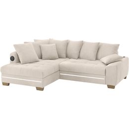 Ecksofa &raquo;Nikita II, L-Form&laquo; RGB-LED, Bluetooth-Soundsystem, wahlweise mit Bett, Bettkasten beige Novaclean Avanti (100% Polyester)