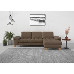 Sit & More sit&more Ecksofa &raquo;Westham L-Form&laquo; mit Recamiere, mit oder ohne Bettfunktion, Bettkasten, F&uuml;&szlig;e Eiche braun 100% Polyester