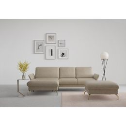 Sit & More sit&more Ecksofa &raquo;Fashion L-Form&laquo; wahlweise mit Kopfteilverstellung, Vorziehsitz, motorisch, Nickelf&uuml;&szlig;e beige