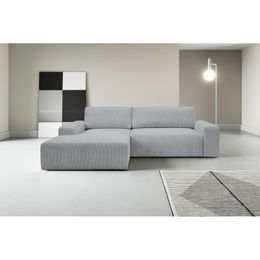 WERK2 Ecksofa »Rotterdam-L, kuschelweicher Cord oder Breitcord, L-Form, Breite 267 cm« Design Ecksofa mit Schlaffunktion & Bettkasten, Cord, Grau Grau