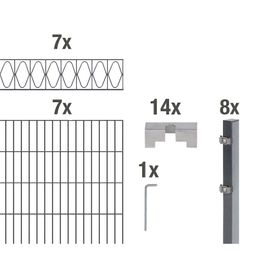 Alberts Doppelstabmattenzaun &raquo;Eleganz&laquo; anthrazit, H&ouml;he: 100-160cm, Gesamtl&auml;nge: 10-20m, zum Einbetonieren grau Stahl