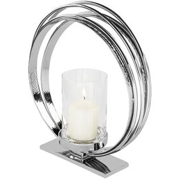 Fink Kerzenhalter &raquo;COLETTE&laquo; aus Aluminium und Glas, Stumpenkerzenhalter, H&ouml;he ca. 44 cm silberfarben