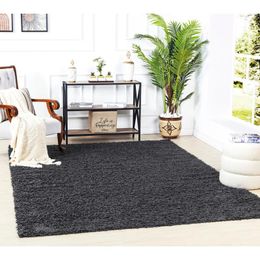 LIVABLISS Hochflor-Teppich &raquo;BORACAY&laquo; rechteckig 37 mm H&ouml;he Flauschig, Langflor, Weich, Wohnzimmer Flurteppich, Grau dunkelgrau Obermaterial: 100%...